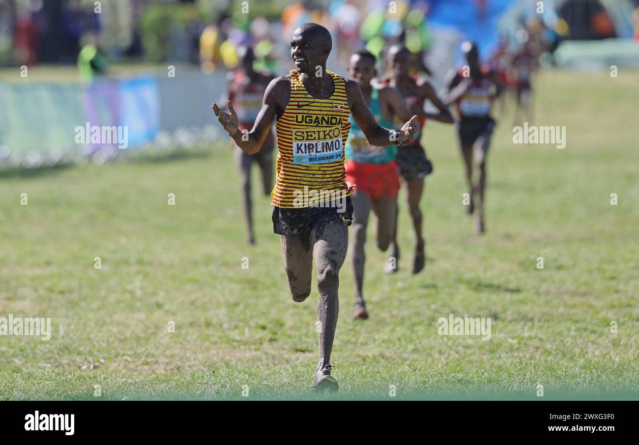 Belgrade, Serbia. 30th Mar, 2024. Gold medalist Uganda's Jacob Kiplimo ...