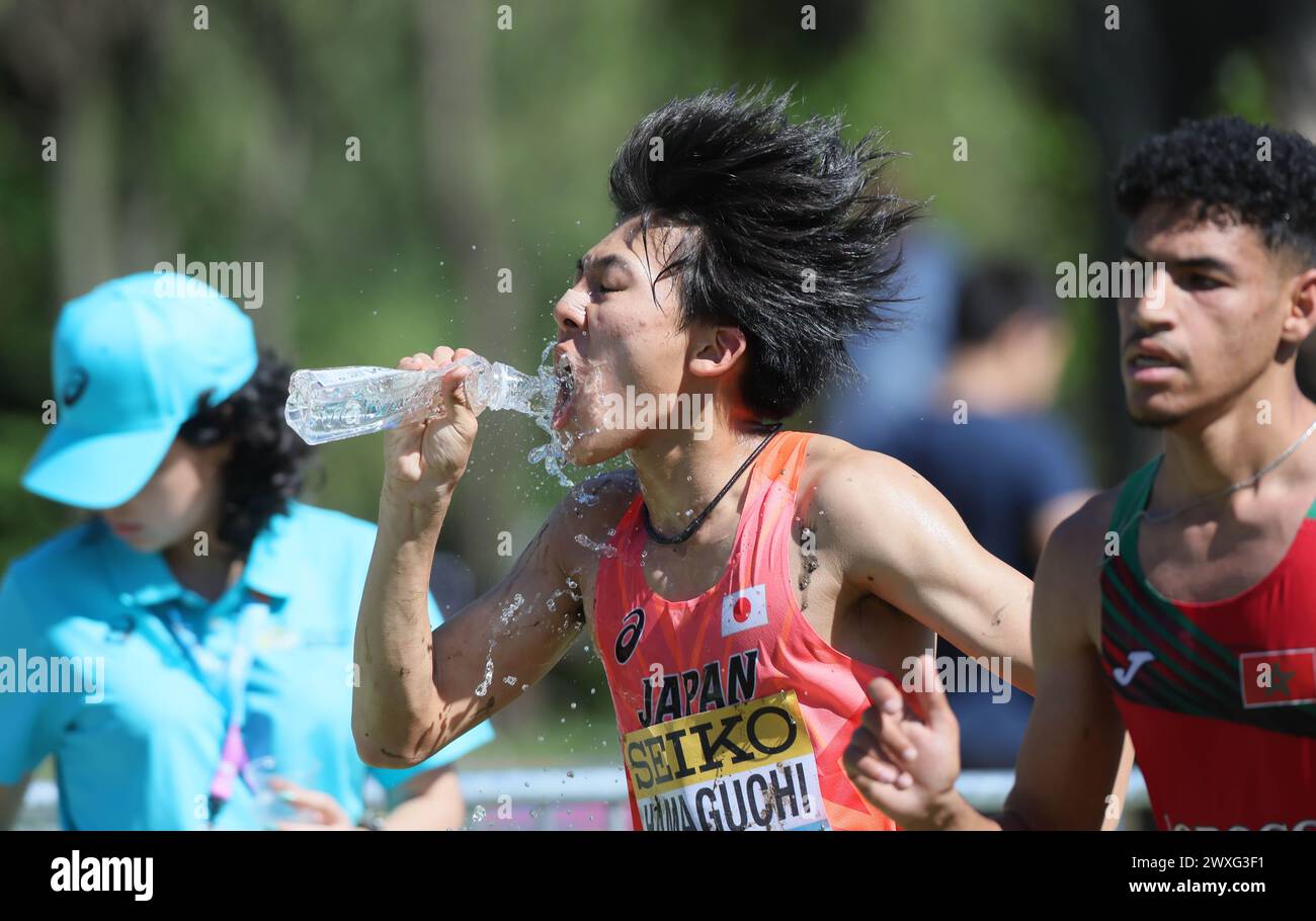 Belgrade, Serbia. 30th Mar, 2024. Hamaguchi Yamato of Japan drinks ...