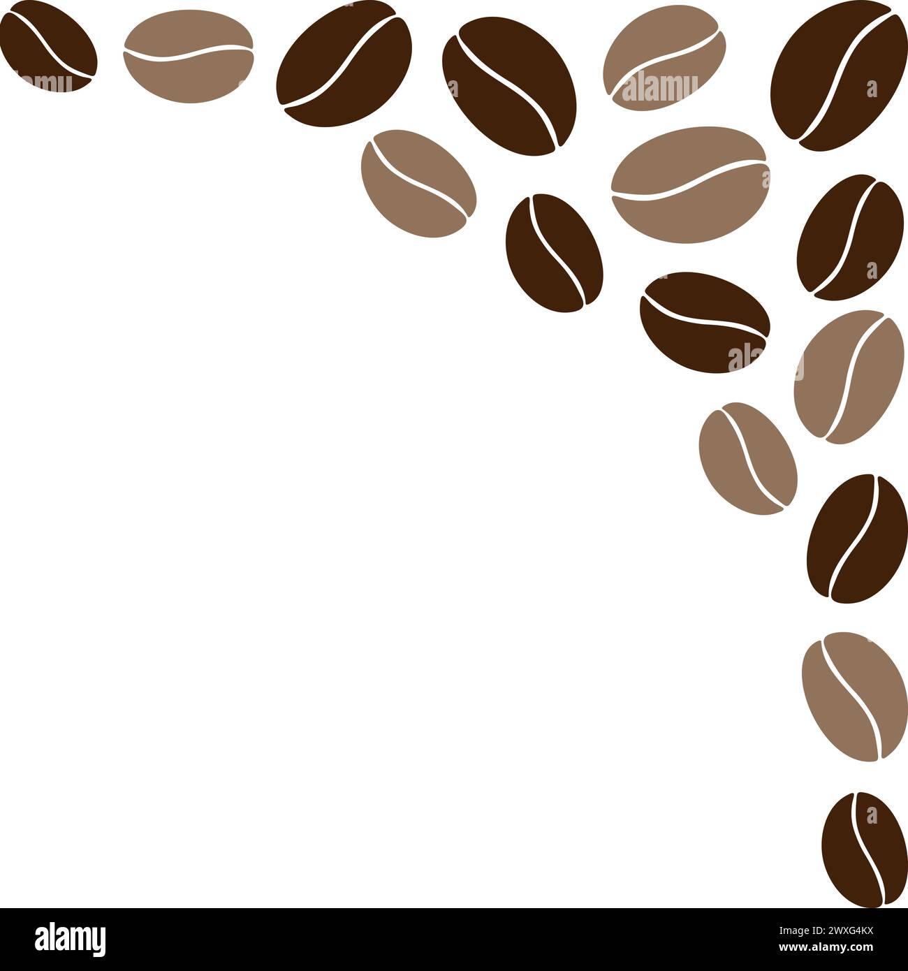 Abstract corner frame border of coffee beans in trendy brown. Greetings ...