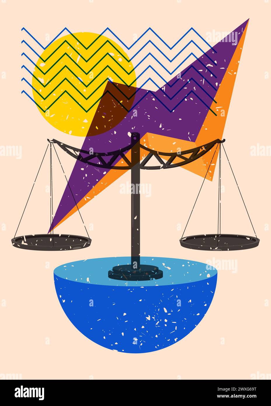 Risograph Scale with geometric shapes. Objects in trendy riso graph ...