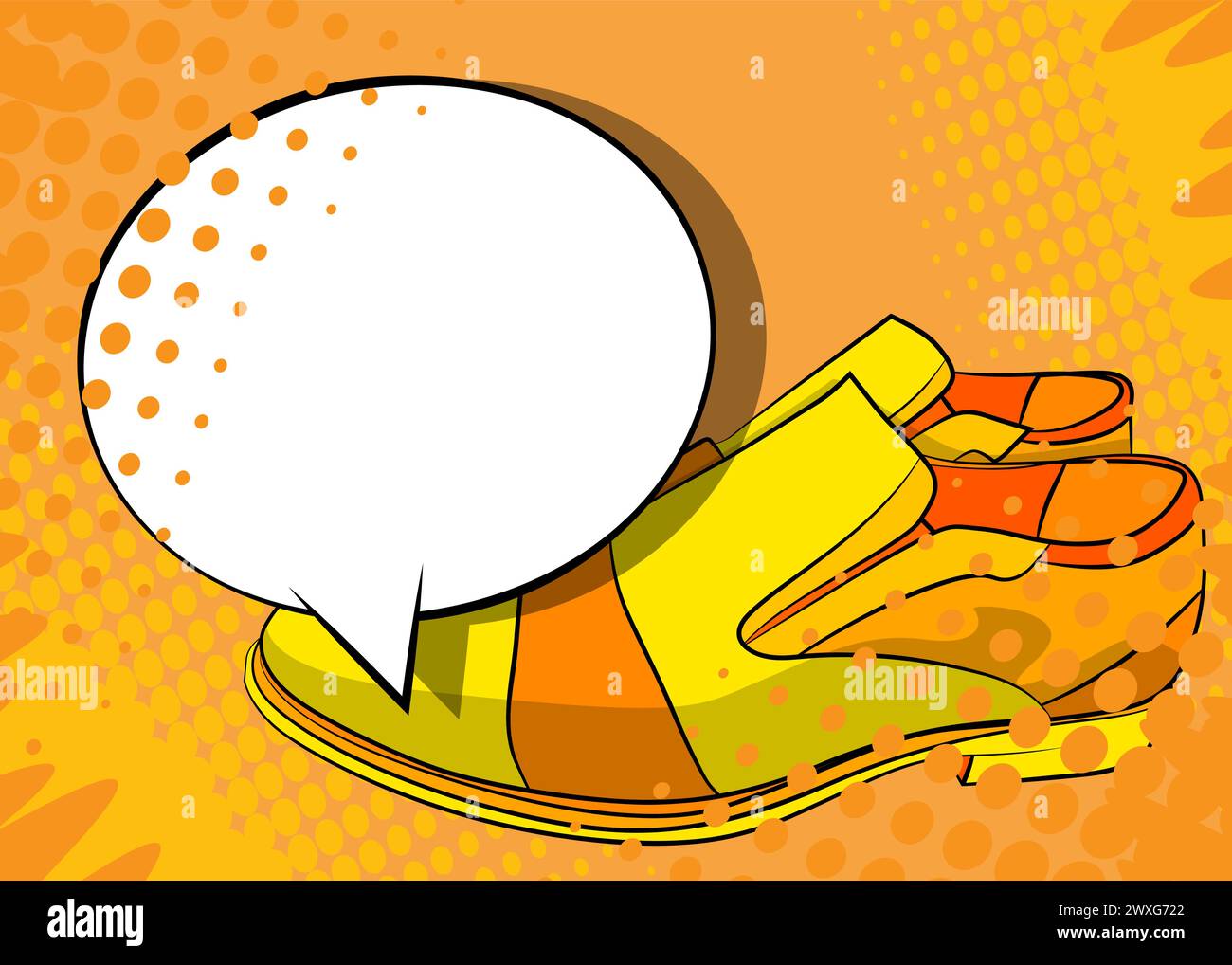 Cartoon Elegant Shoes with blank speech bubble, comic book Leather ...