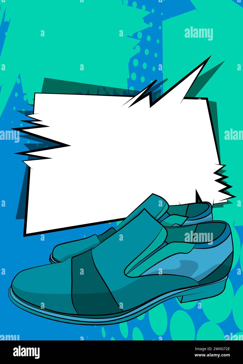 Cartoon Elegant Shoes with blank speech bubble, comic book Leather ...