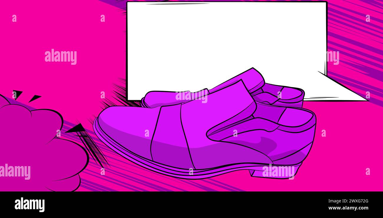 Cartoon Elegant Shoes with blank speech bubble, comic book Leather ...