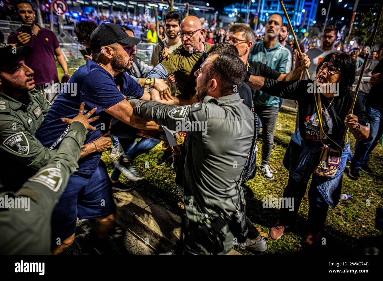 Tel Aviv, Israel. 30th Mar, 2024. Israeli border police officers break ...
