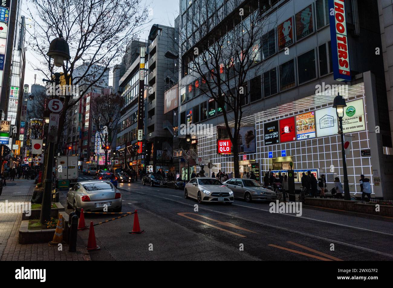 Tokyo, Japan - January 9, 2020. Exterior of the busy streets of Tokyo ...
