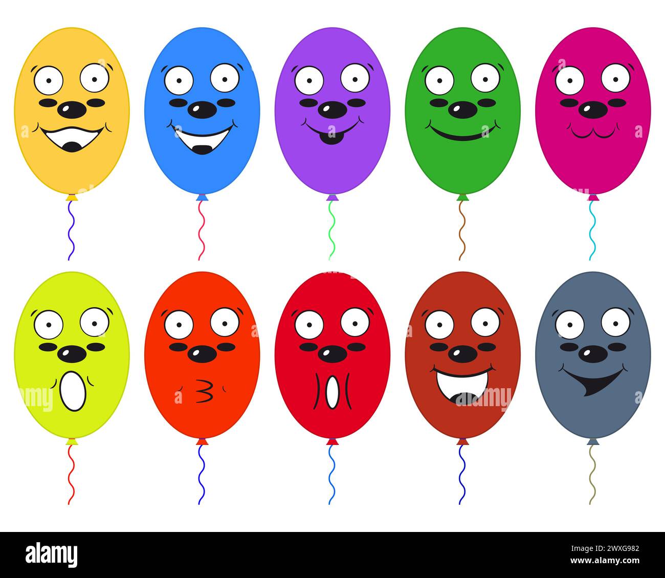 Smiley face balloon. Funny colorful balloons with faces and smiles ...
