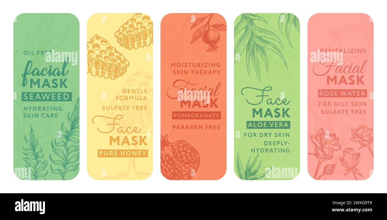 Colorful sticker set for facial mask package Stock Vector Image & Art ...