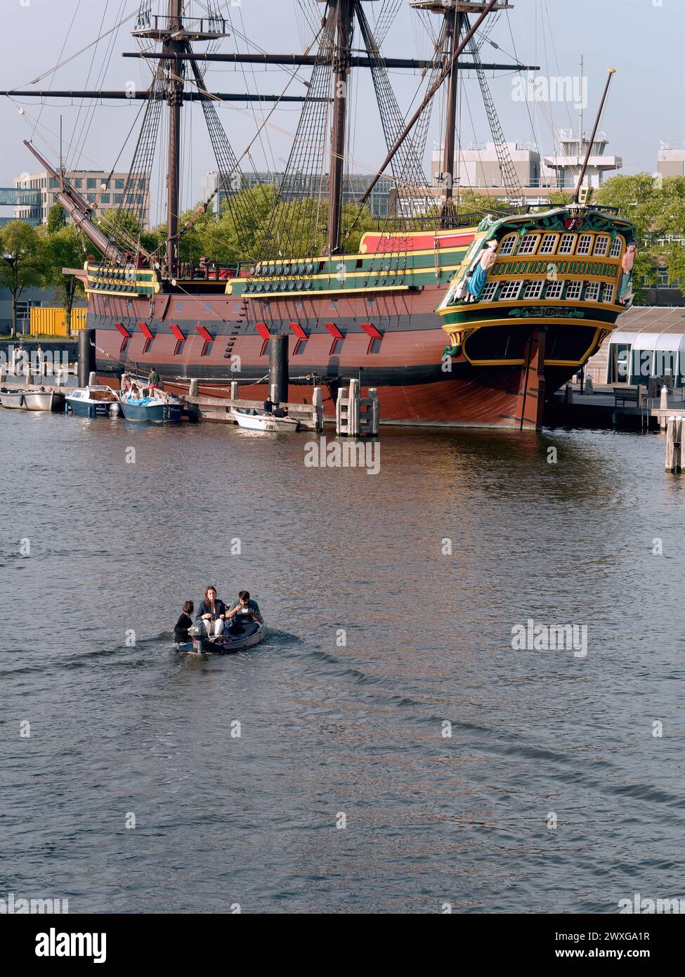 Boat and sailing ship Amsterdam in Amsterdam, The Netherlands Stock ...