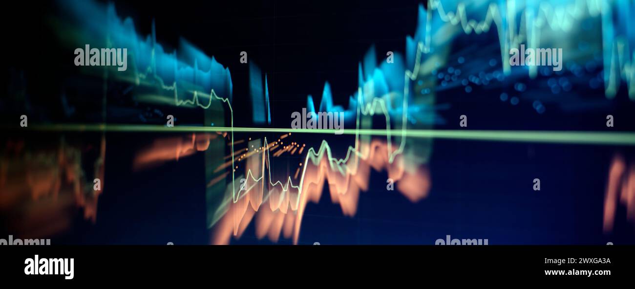 Technical price graph and indicator, red and green candlestick chart on ...
