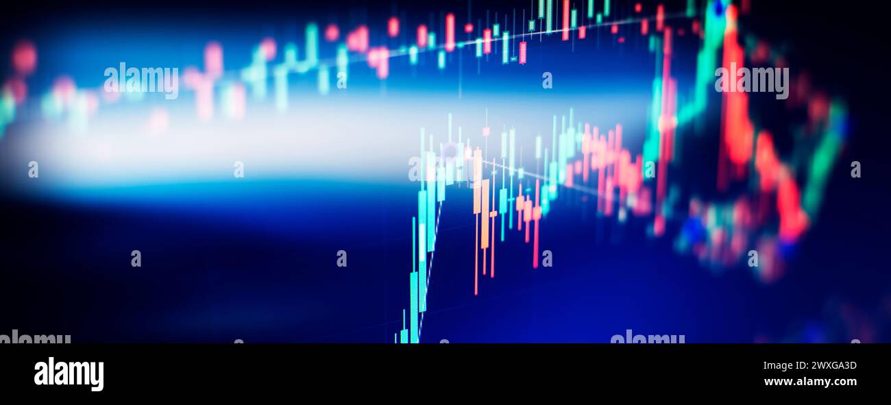 Business graph charts of financial board display candlestick double ...