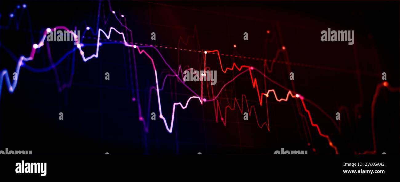 Technical price graph and indicator, red and green candlestick chart on ...