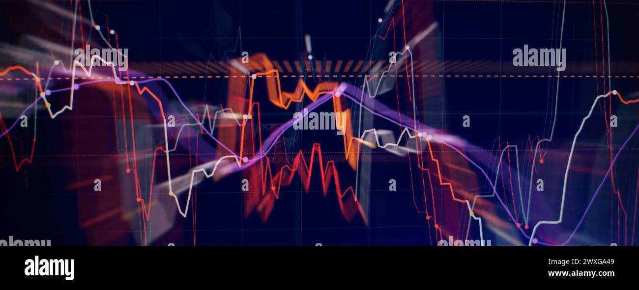 Technical price graph and indicator, red and green candlestick chart on ...