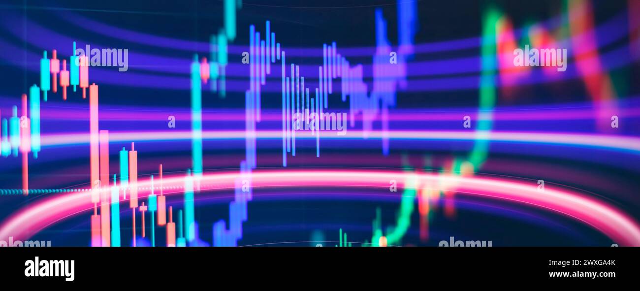 Business graph charts of financial board display candlestick double ...