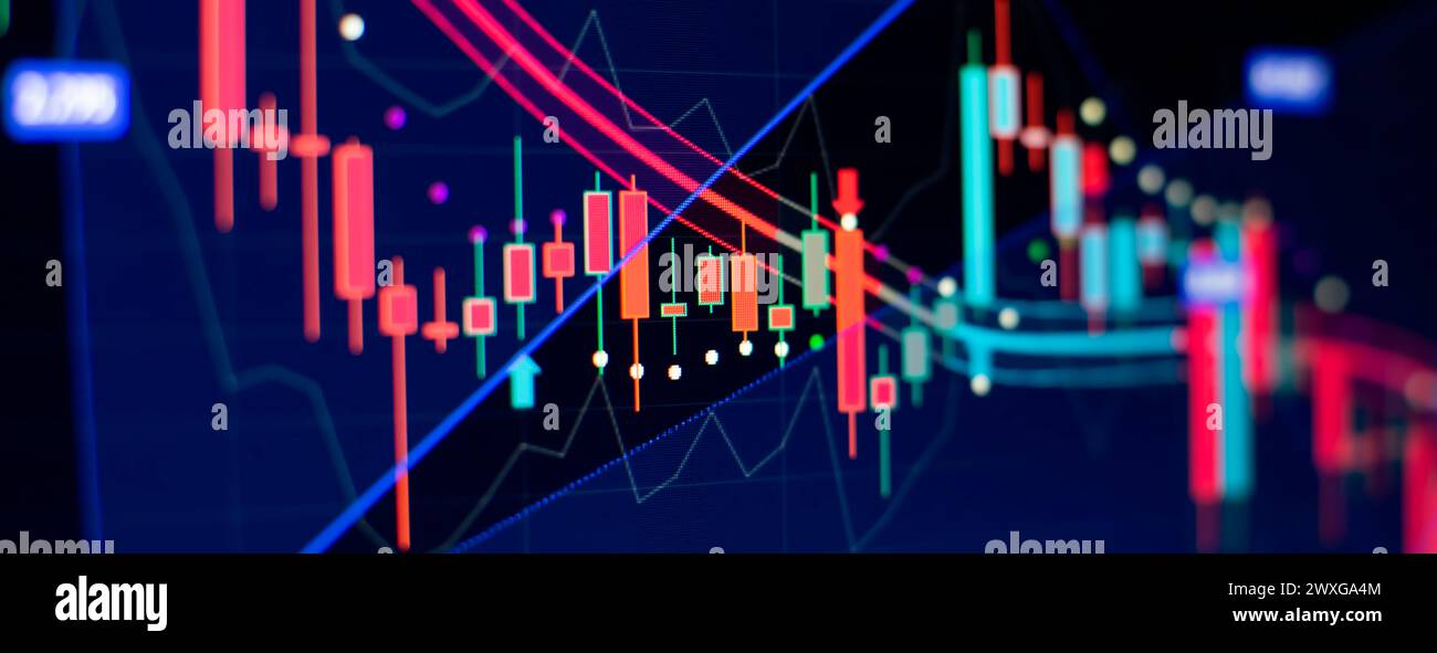Business graph charts of financial board display candlestick double ...