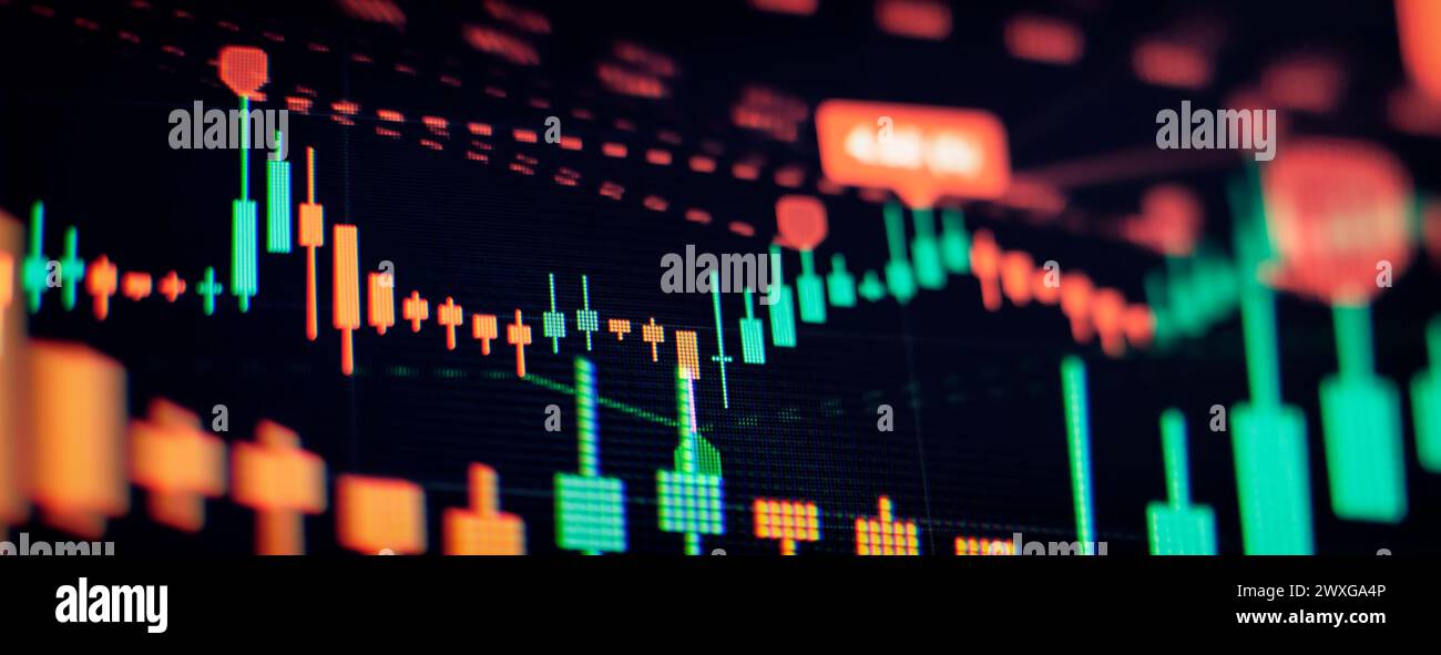 Business graph charts of financial board display candlestick double ...