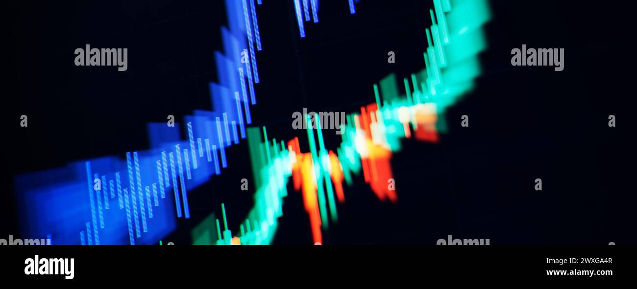 Business graph charts of financial board display candlestick double ...