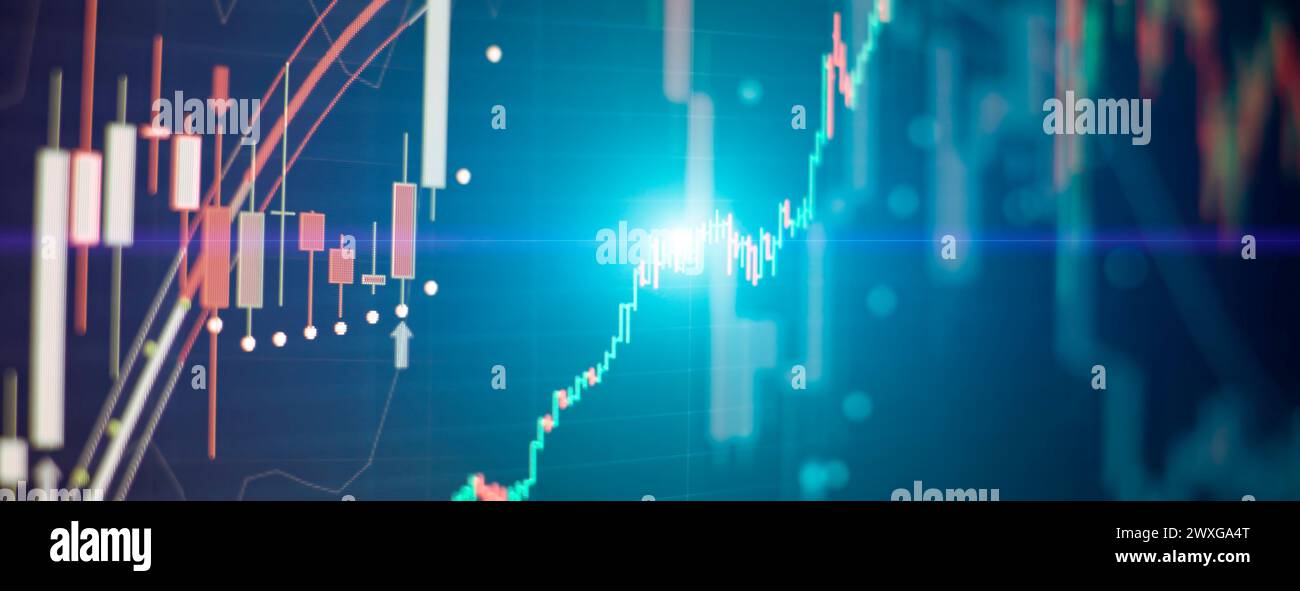 Business graph charts of financial board display candlestick double ...