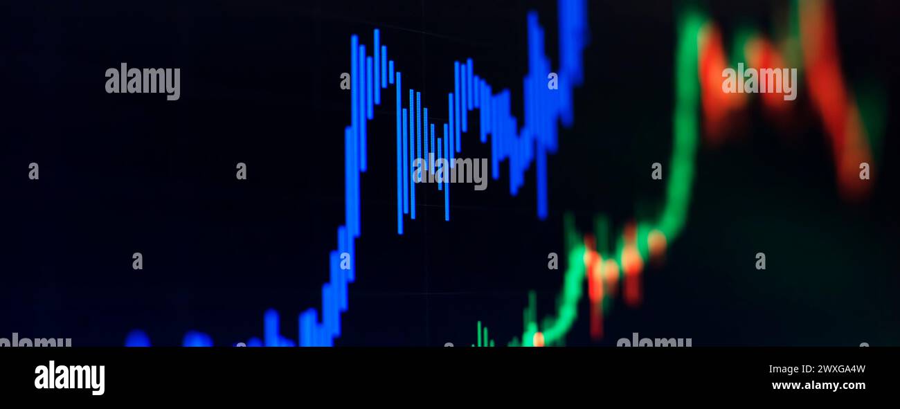 Business graph charts of financial board display candlestick double ...
