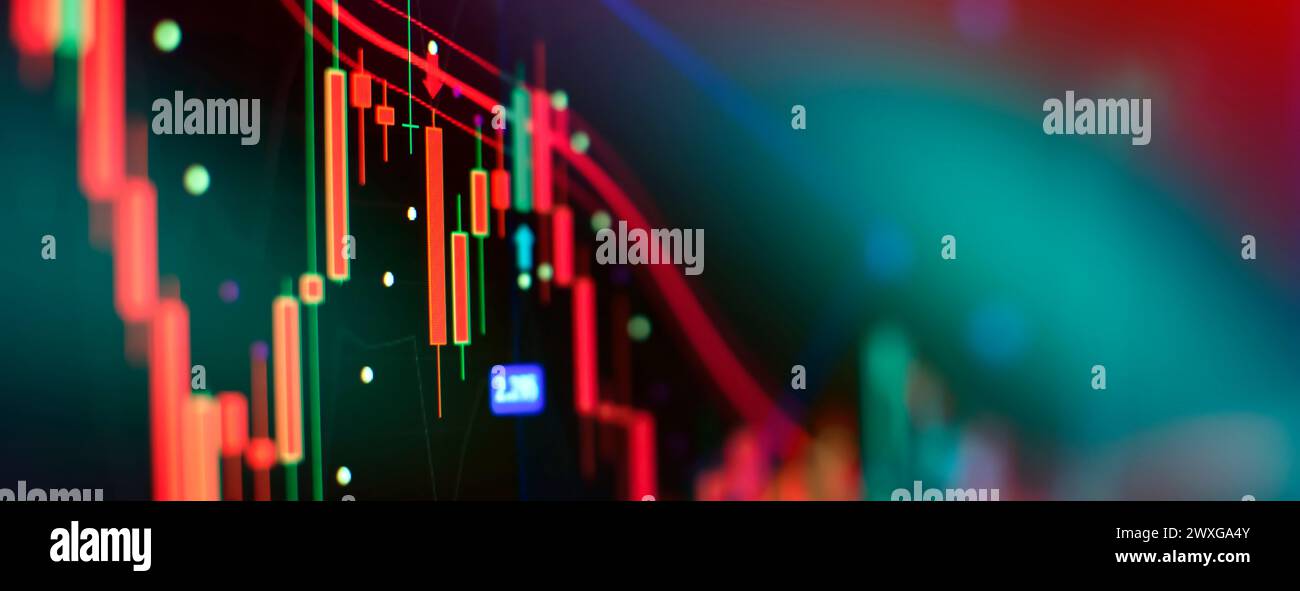 Business graph charts of financial board display candlestick double ...