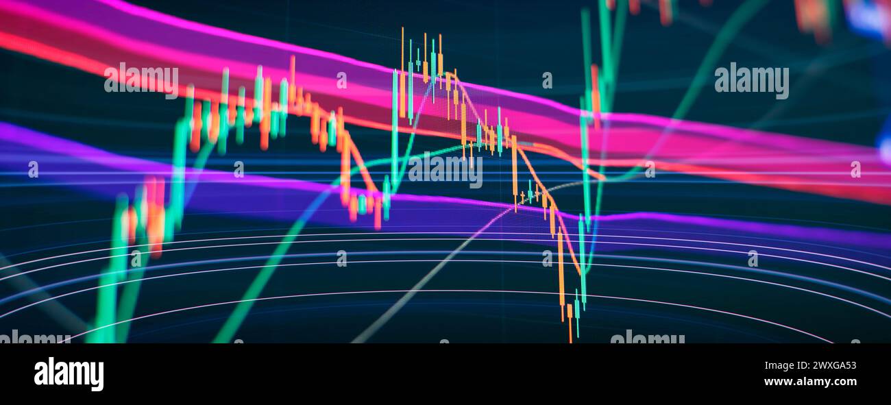 Business graph charts of financial board display candlestick double ...