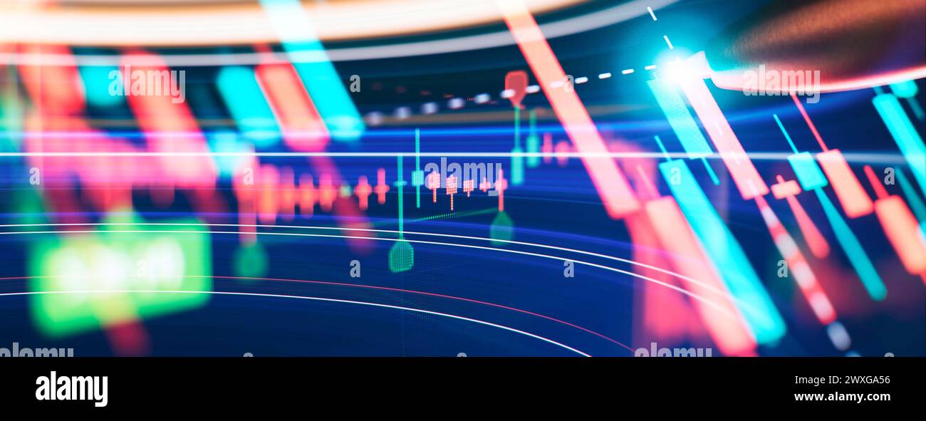 Business graph charts of financial board display candlestick double ...