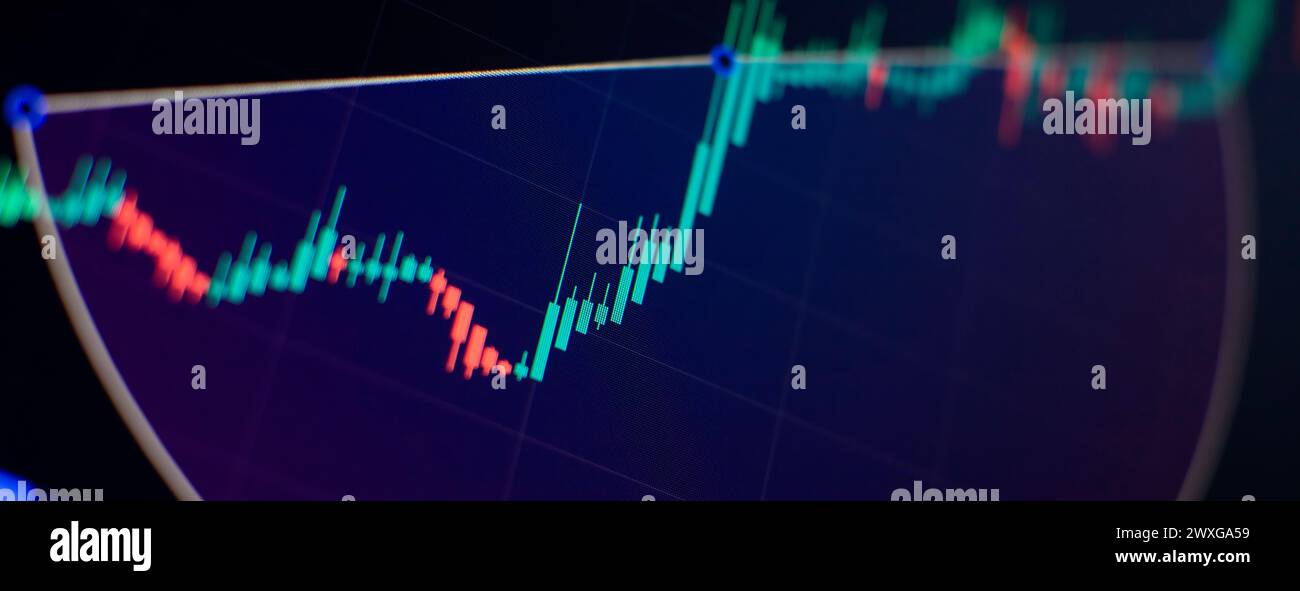 Business graph charts of financial board display candlestick double ...