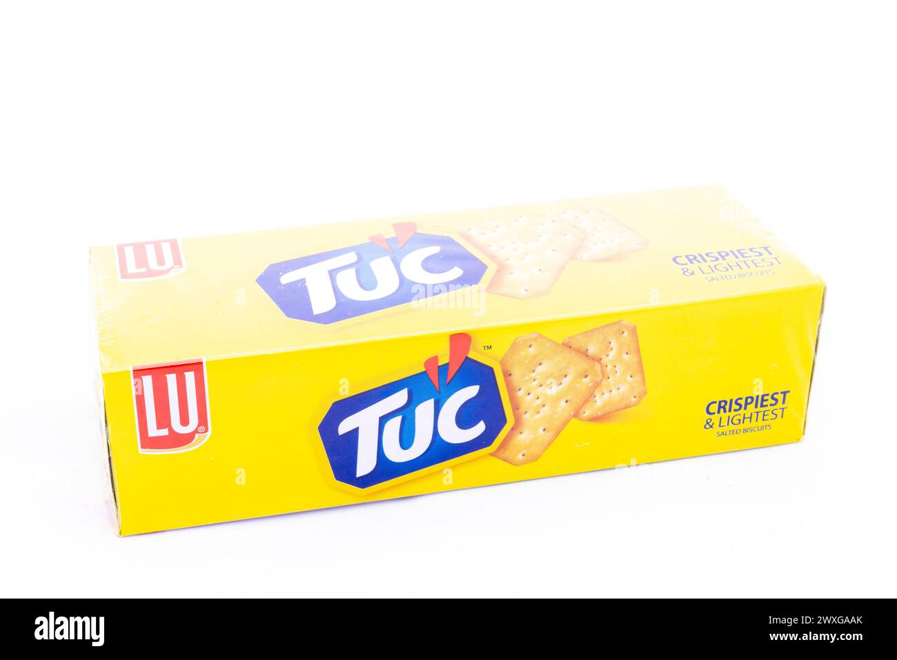 Continental Biscuits Limited TUC biscuits box on white isolated ...