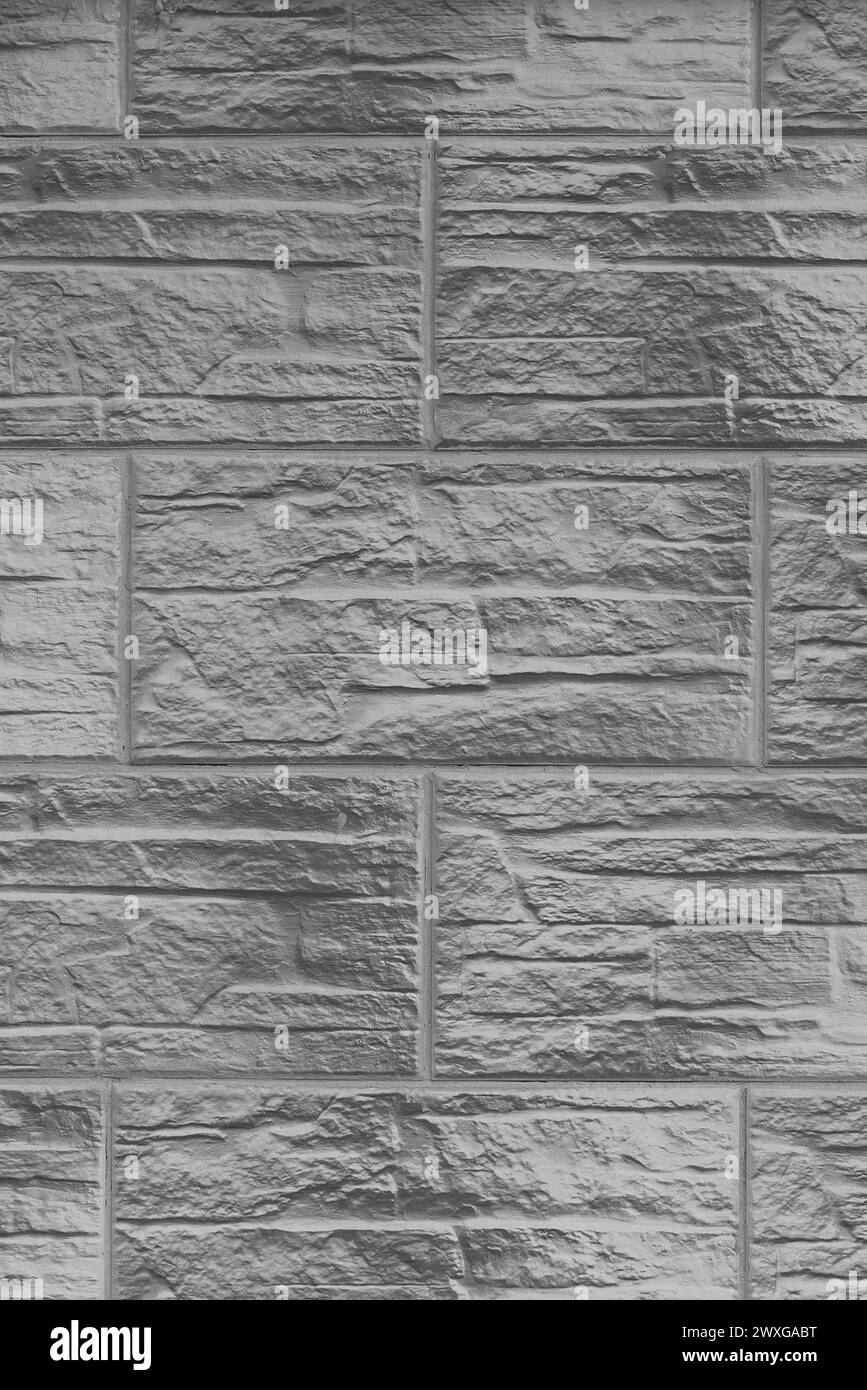 Large brick blocks grey color masonry wall facade building vertical ...