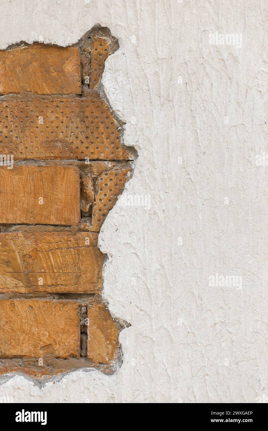 White concrete wall paint old brown brickwork texture object detail ...