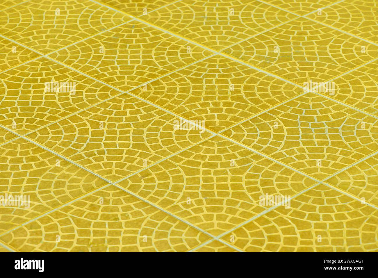 Bright yellow floor tile stone ceramic abstract mosaic pattern surface ...