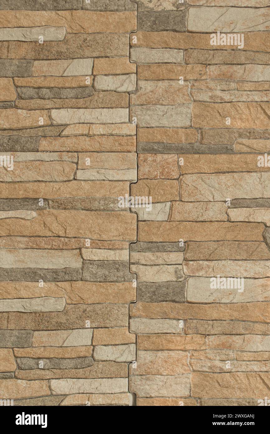 Vertical brown yellow stone mosaic texture abstract rough solid pattern ...