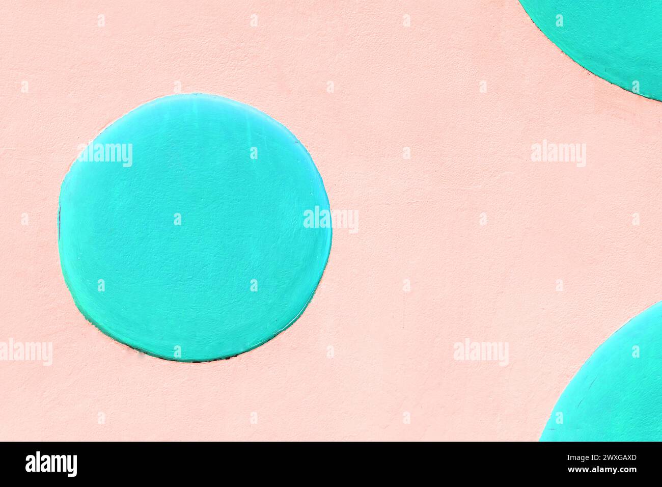 Round abstract blue design oval moon soft cream color wall interior ...