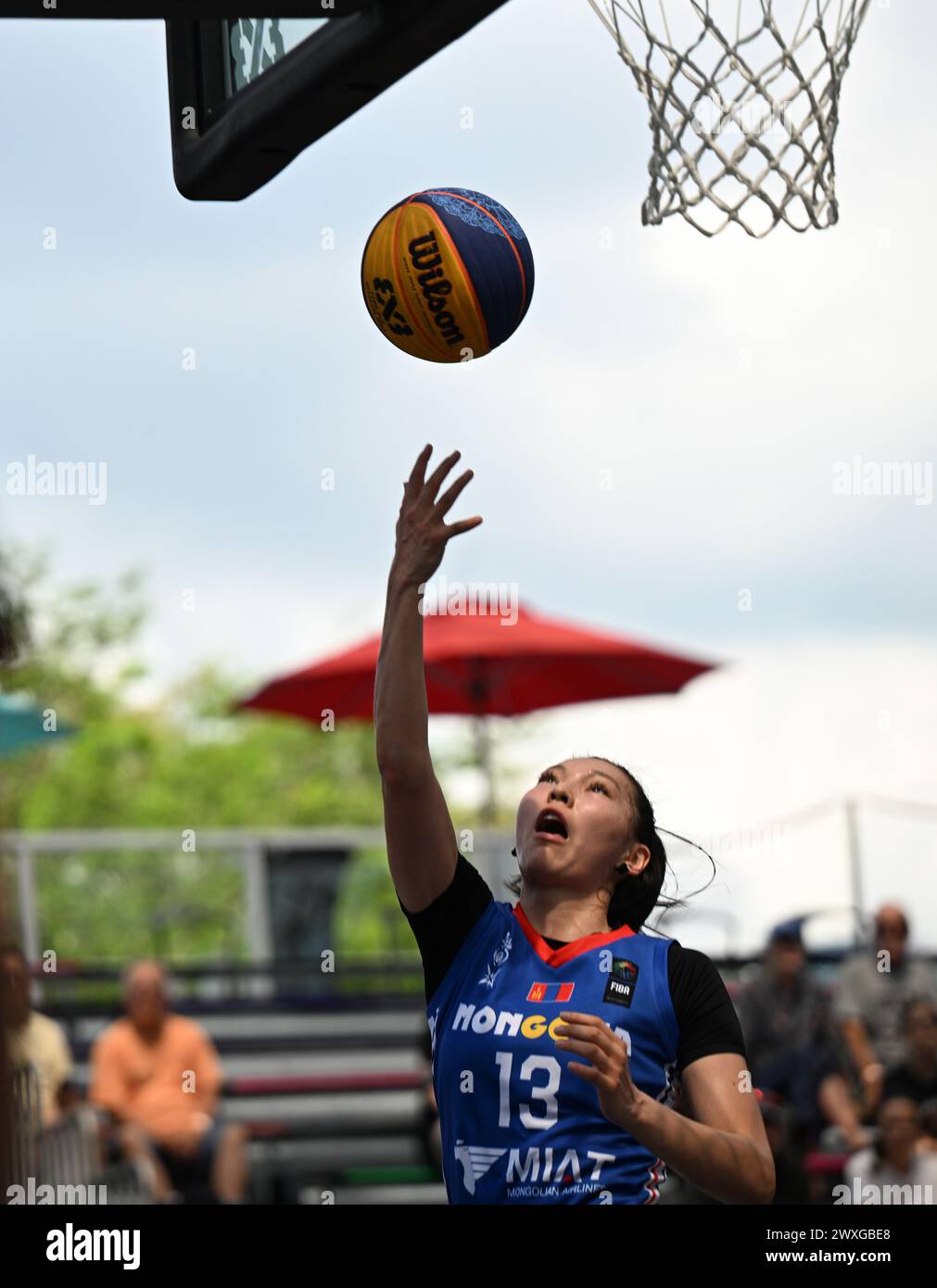 Singapore. 31st Mar, 2024. Khulan Onolbaatar of Mongolia goes for a lay ...