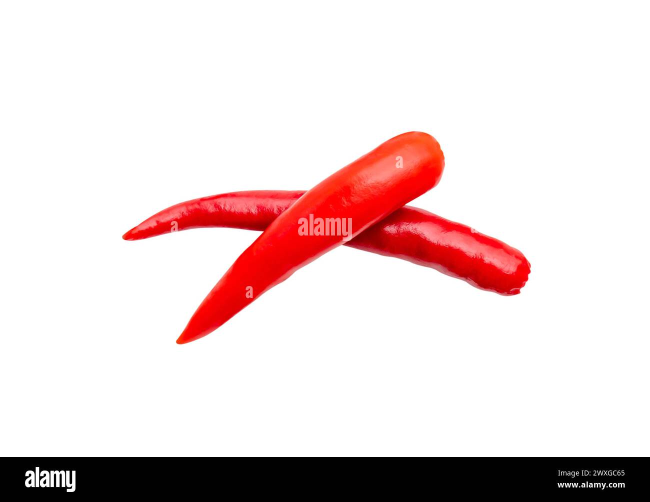 Top view of red chili pepper or cayenne pepper in cross shape is ...