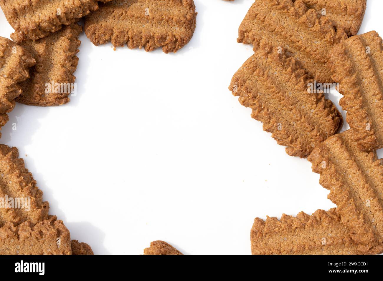 Biscuits frame or border with a white blank space for text. Food ...