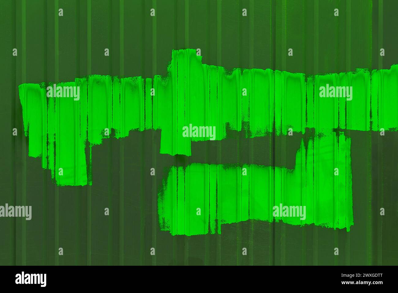 Green toxic acid color paint brush strokes abstract wall design blank ...