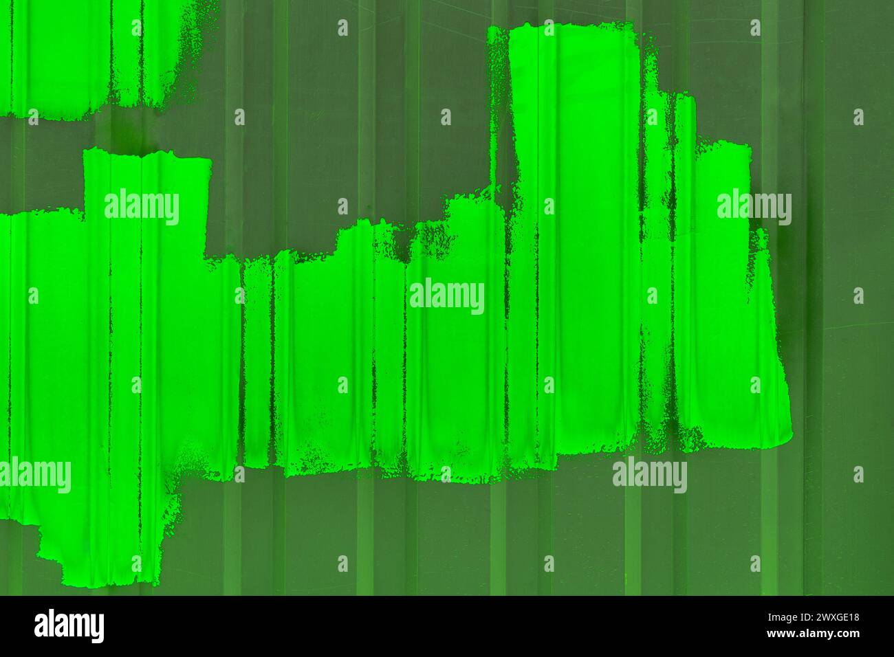 Green toxic acid color paint brush strokes abstract wall design blank ...