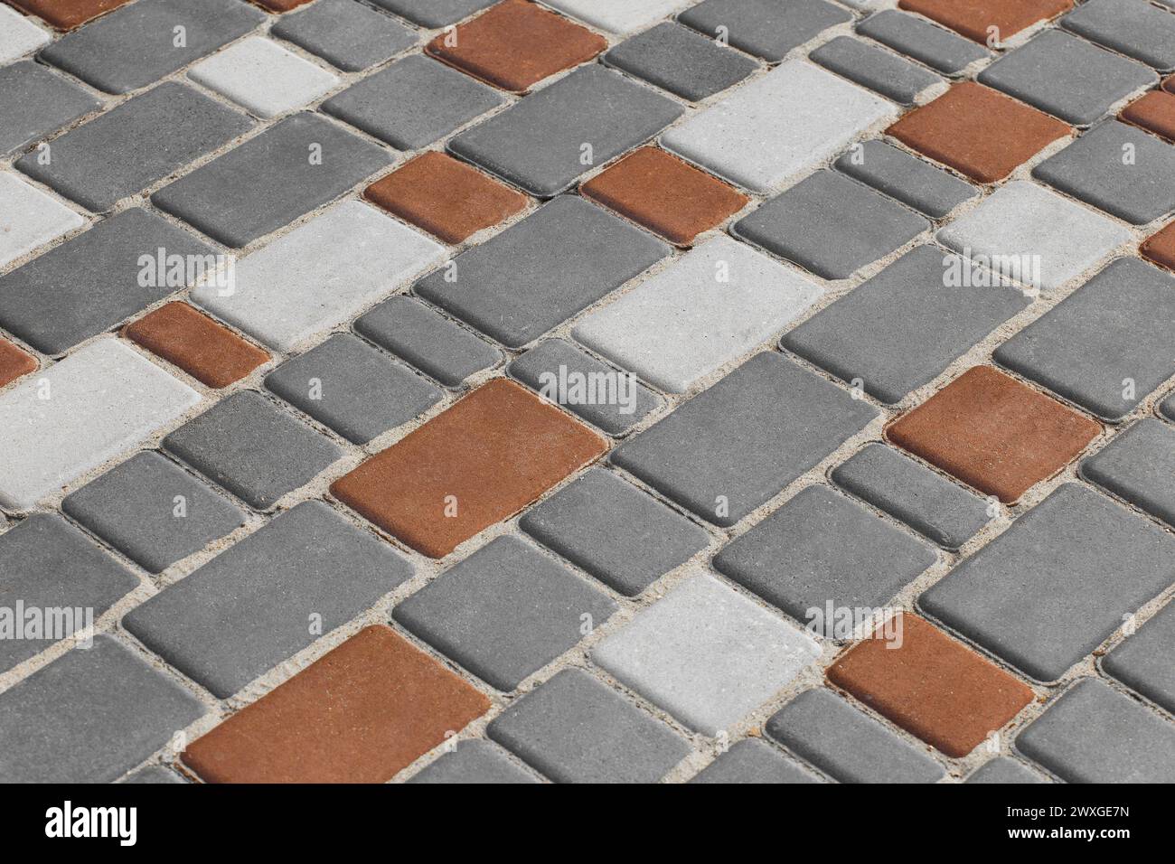 Grey brown diagonal lines stripes pattern paving slabs floor stone ...