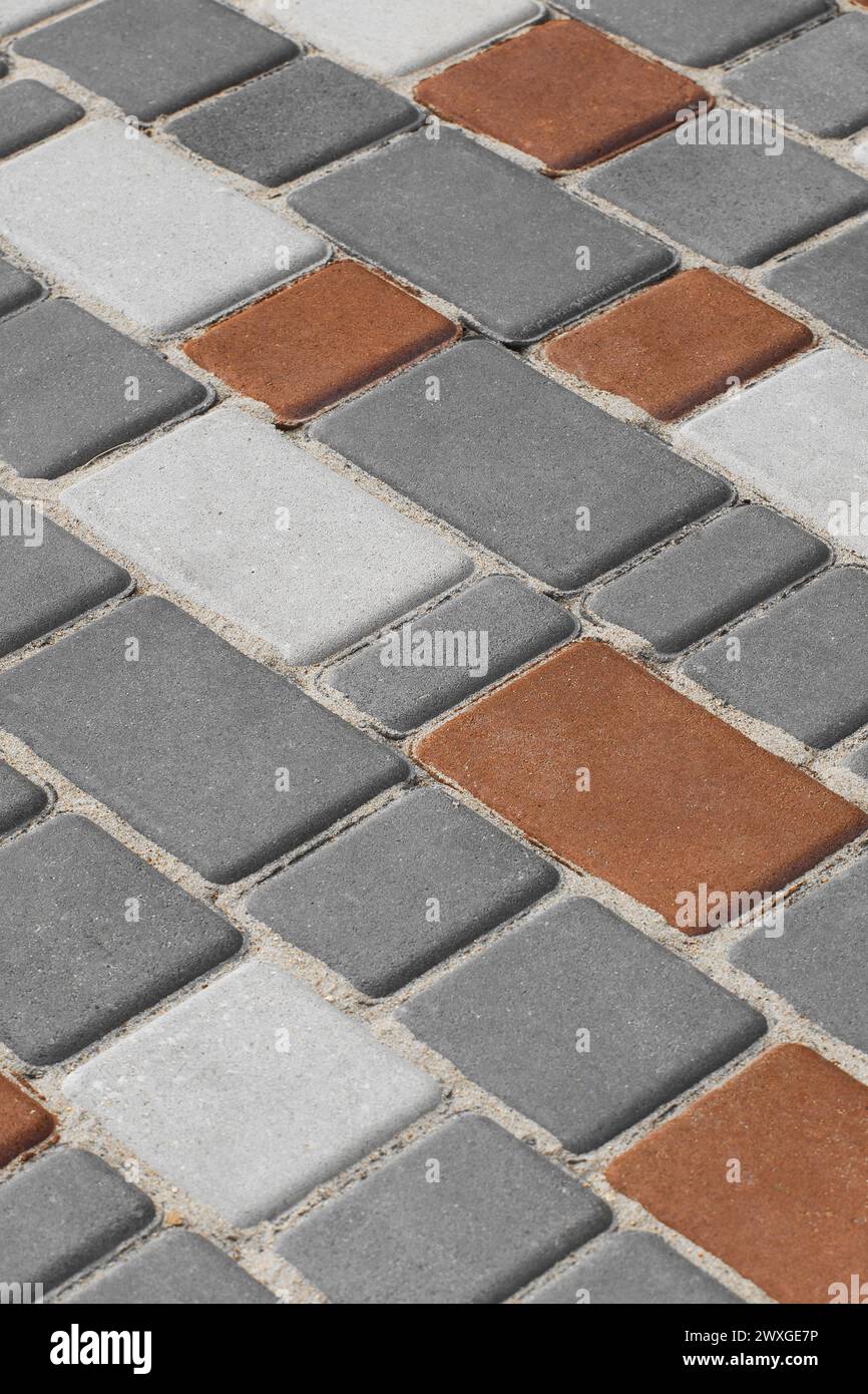 Grey and brown diagonal paving slabs floor stone mosaic street city ...
