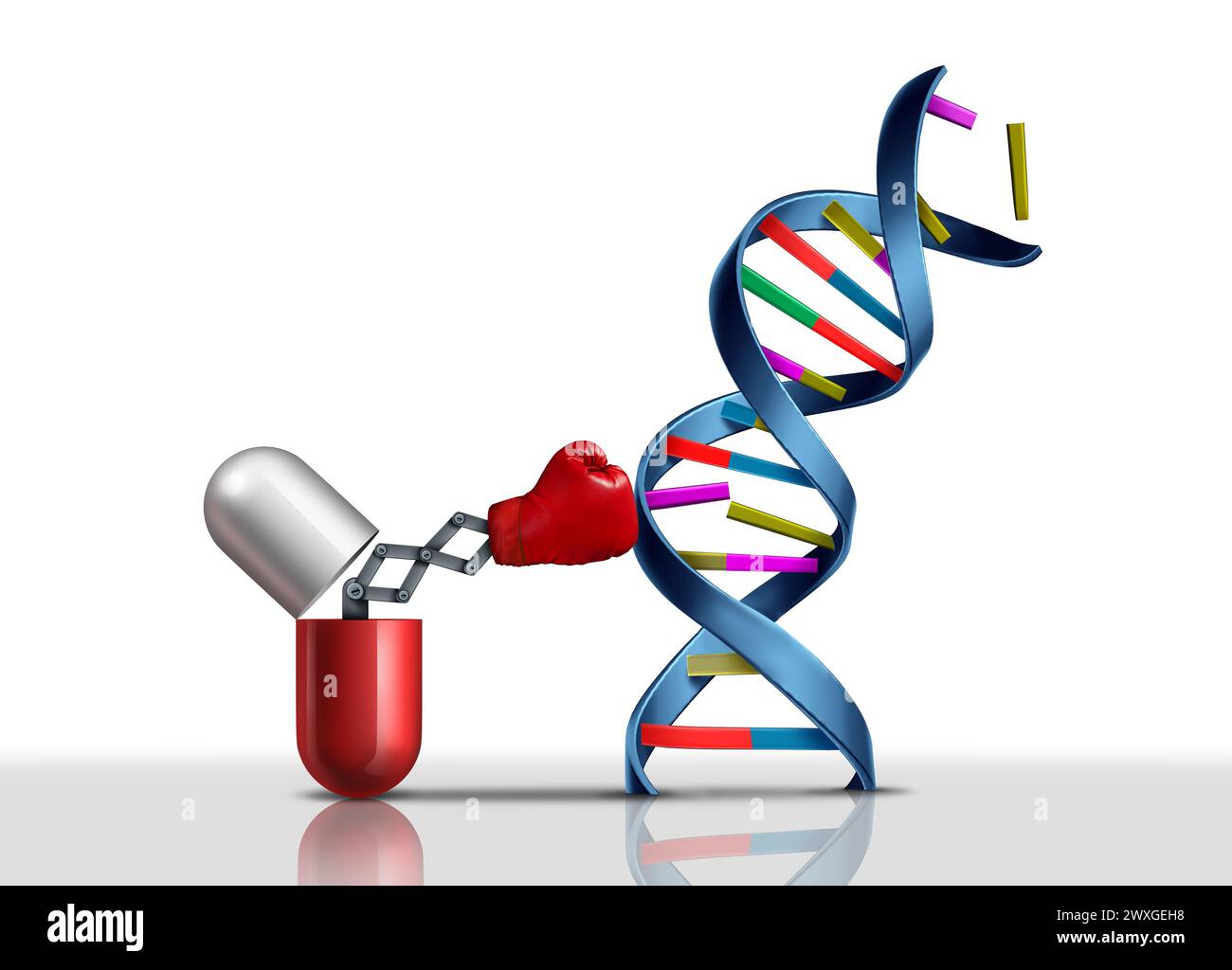 Longevity medicine as an anti-aging medication pill with a boxing glove ...