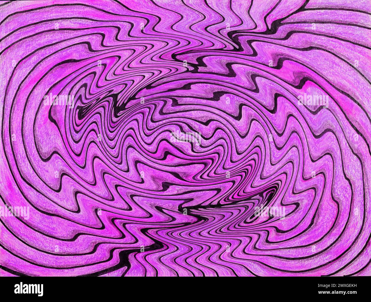 Swirl of pink waves in a vortex abstraction. The dabbing technique near ...