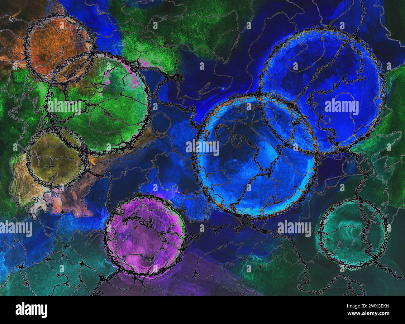 Dreaming of a beautiful universe neographic art. The dabbing technique ...