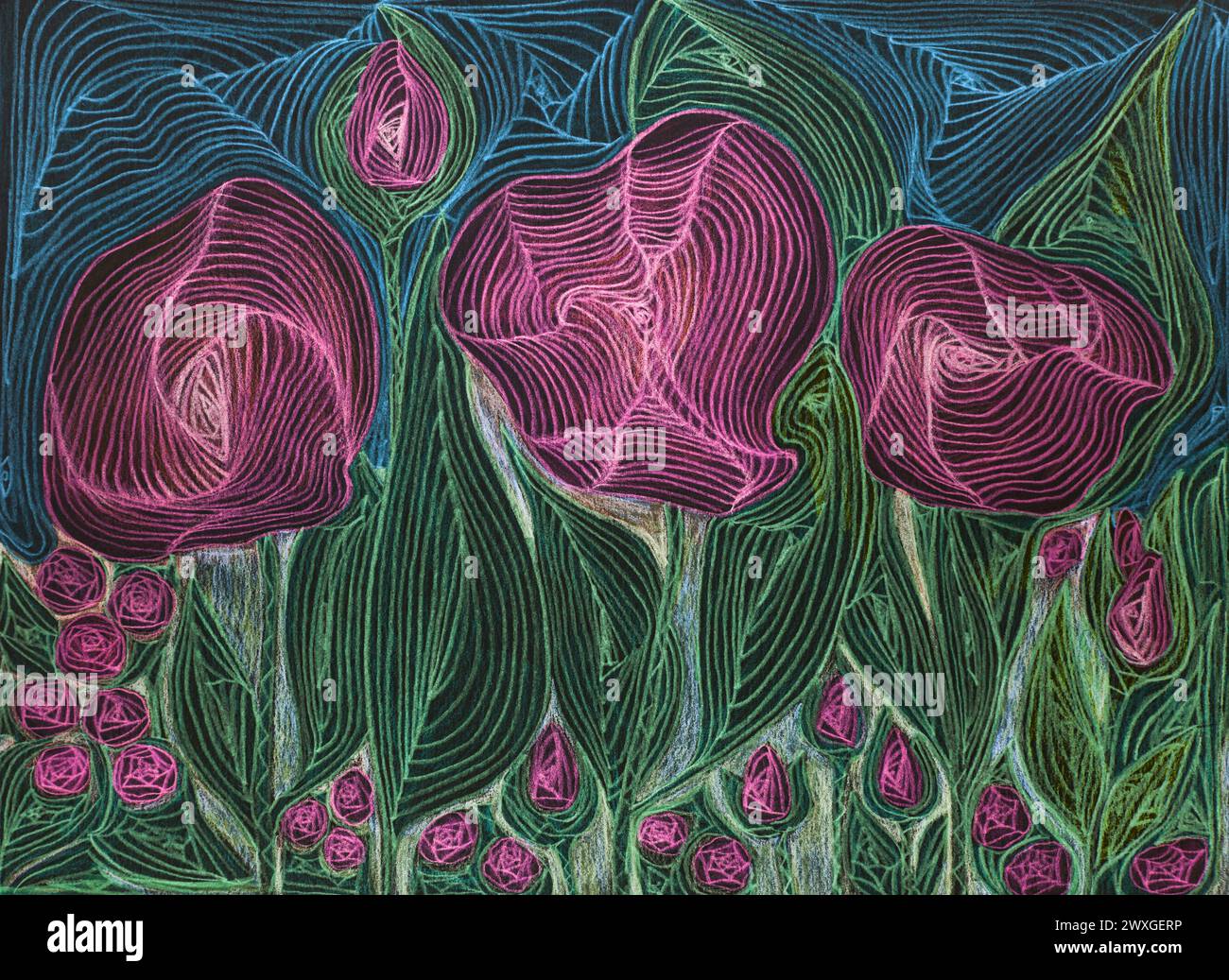 Fine line landscape drawing hi-res stock photography and images - Alamy