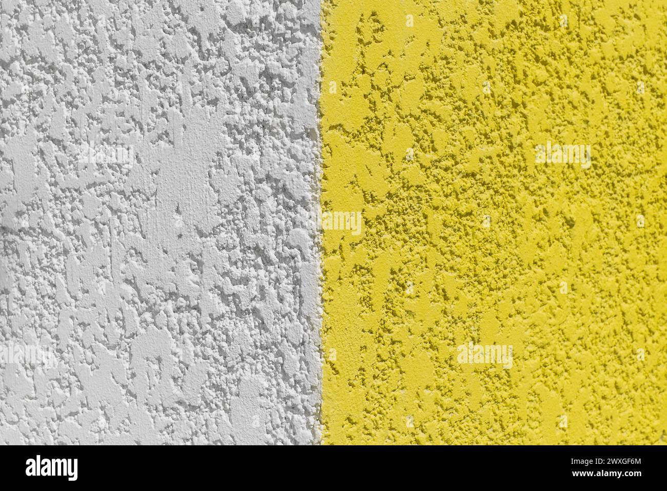 Wall Two Colors White and Bright Yellow Vibrant Paint Abstract Design ...