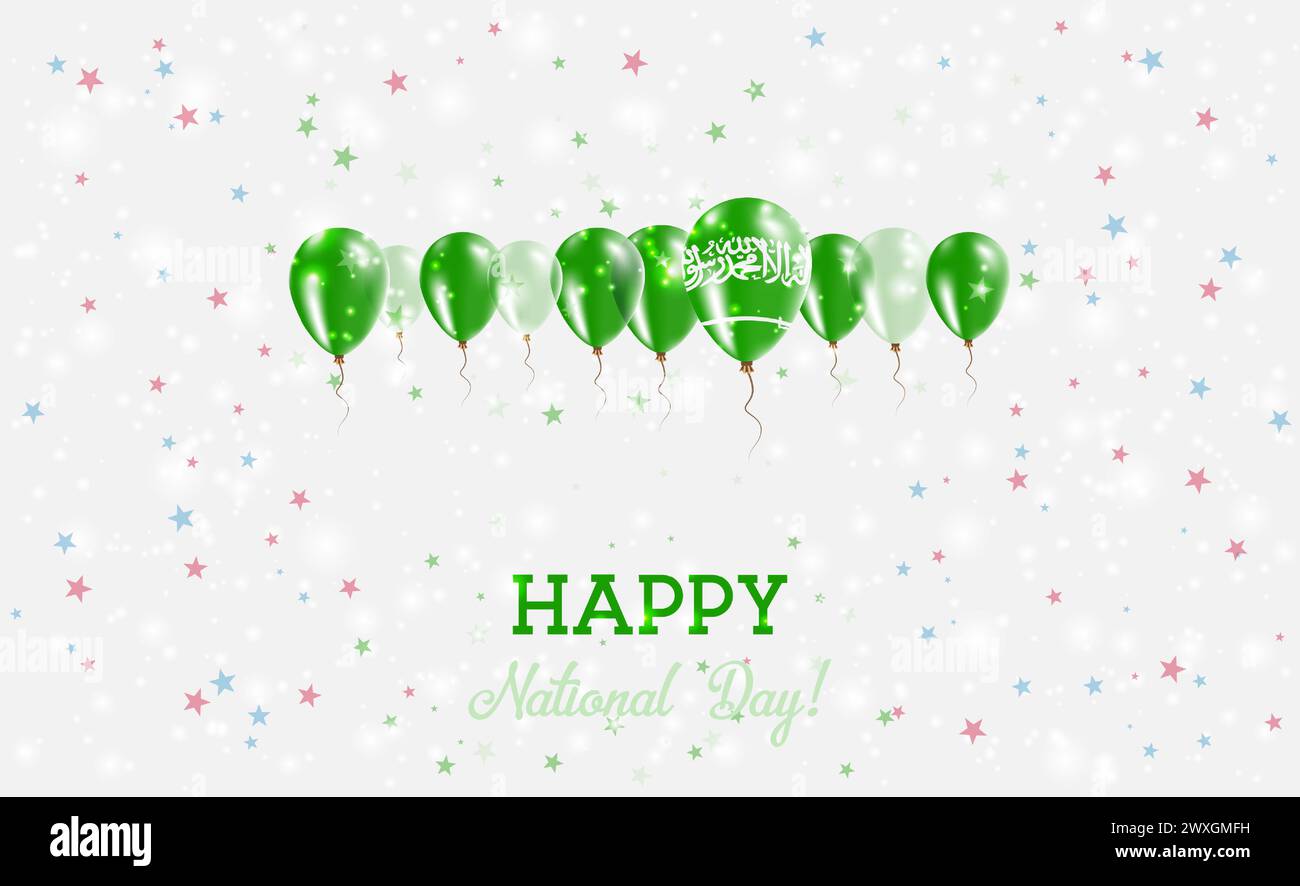 Saudi Arabia Independence Day Sparkling Patriotic Poster. Row of ...