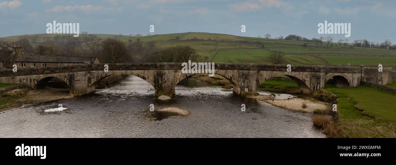 Aerial View Burnsall Bridge Wharfedale Yorkshire UK Stock Photo - Alamy