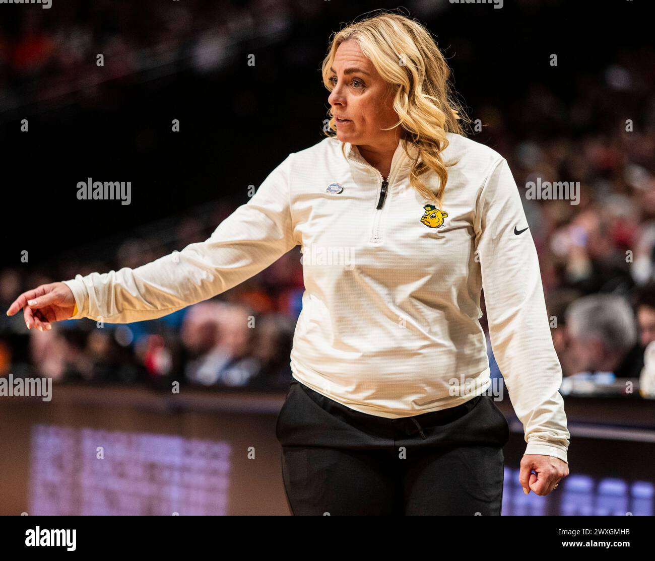 Portland, OR U.S. 30th Mar, 2024. A. Baylor head coach Nicki Collen on ...