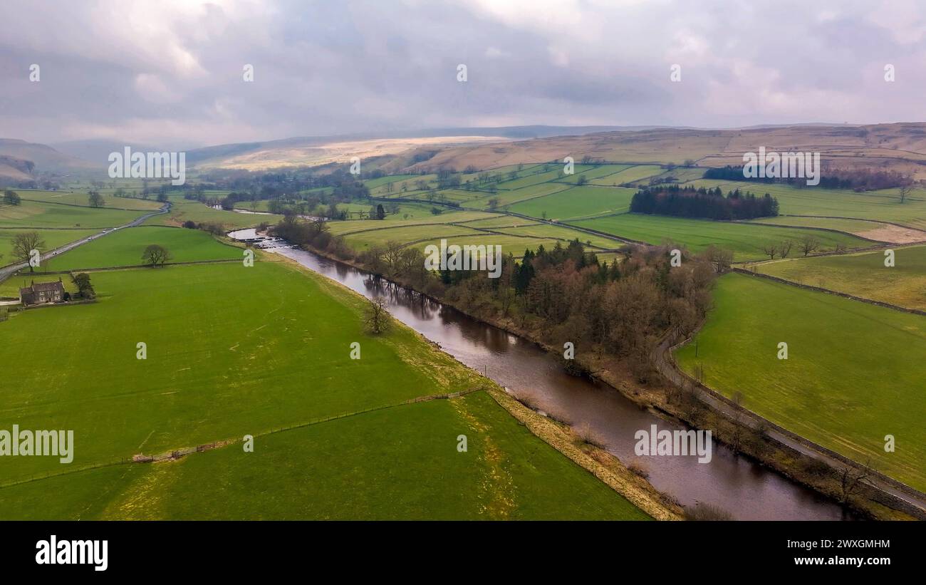 Aerial View River Wharfe,Yorrkshire UK Stock Photo - Alamy