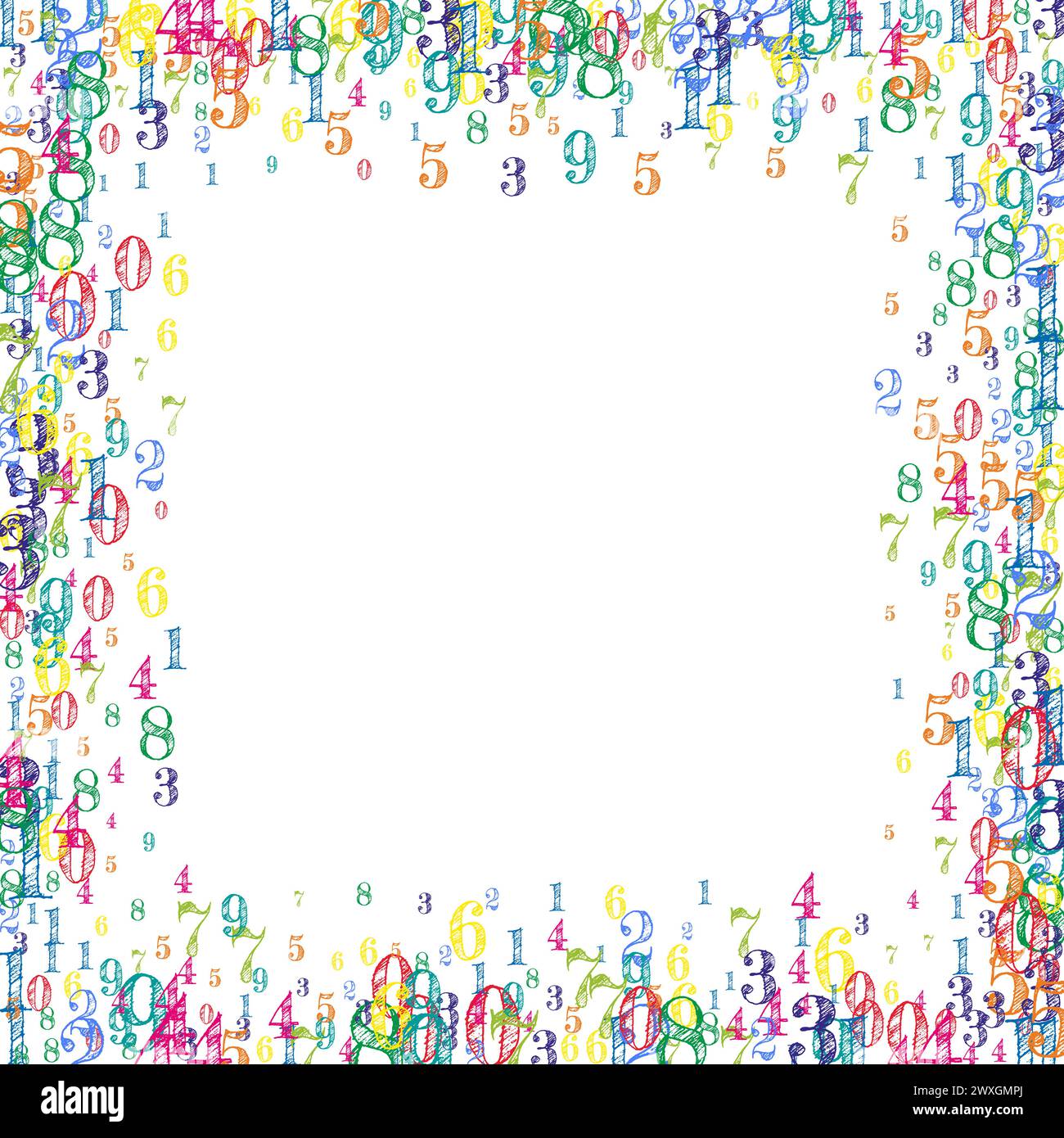 Flying colorful digits and numbers. School math notebook cover. Back to ...