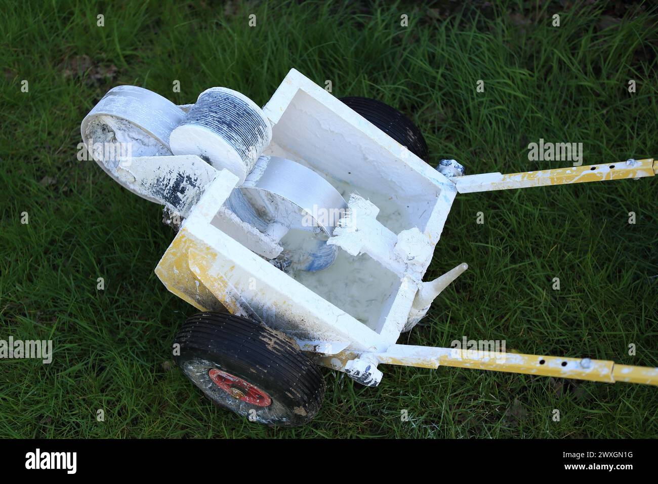 Line painting equipment for football pitch markings with white paint ...